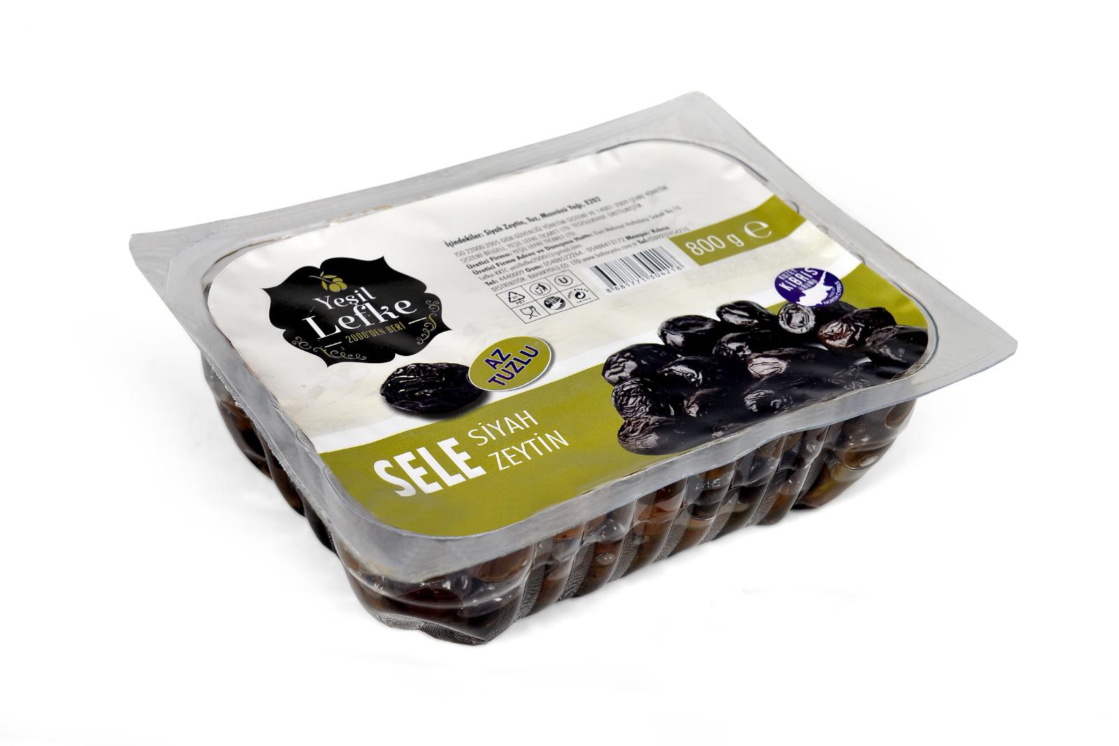 Sele Siyah Zeytin (Az Tuzlu) – 800g – Yeşil Lefke Ticaret Ltd.
